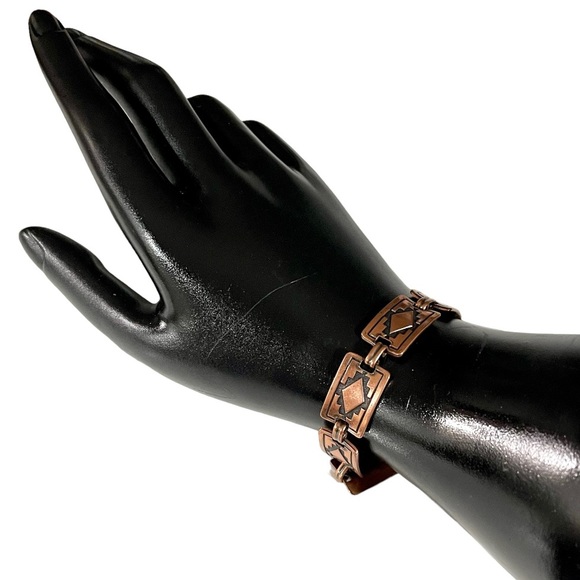 Vintage | Jewelry | Vintage Solid Copper Link Bracelet With Southwest ...